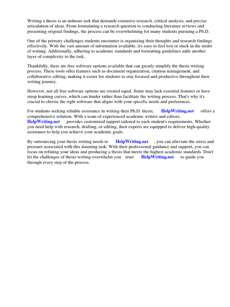 Free Software For Writing PHD Thesis | PDF | Thesis | Editing