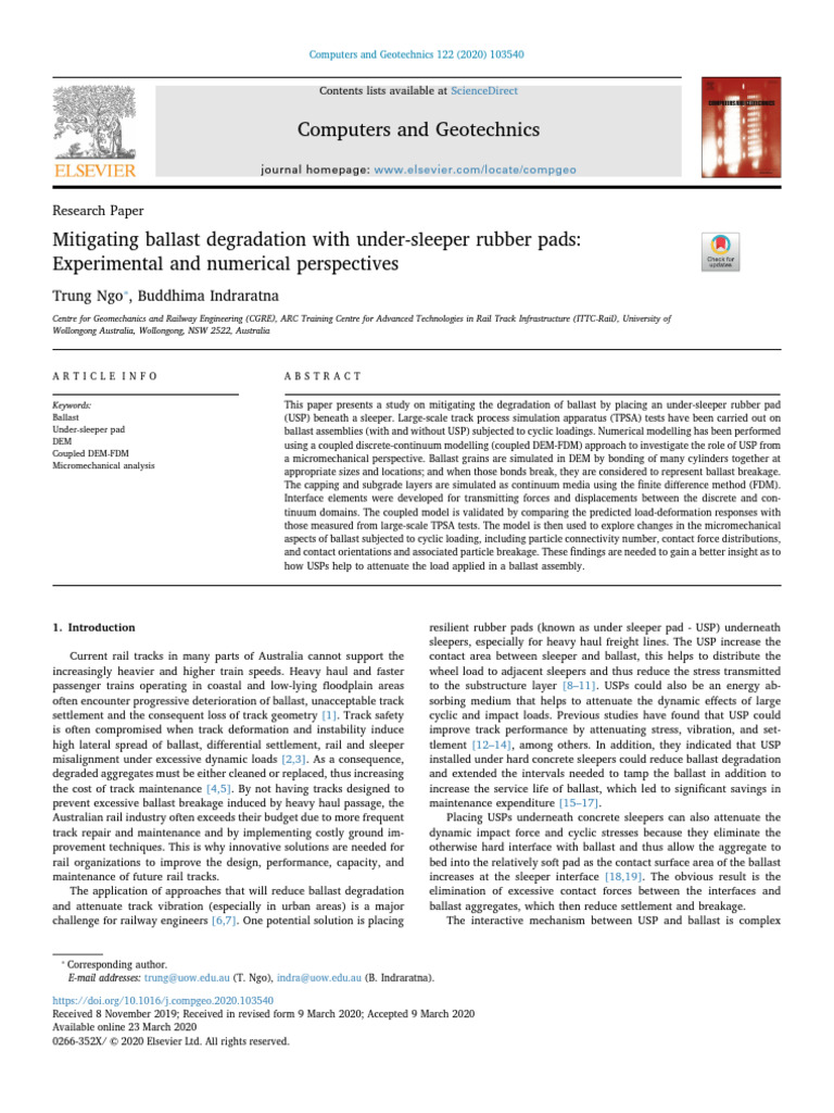 Mitigating Ballast Degradation With Under Sleeper Rubber - 2020 ...