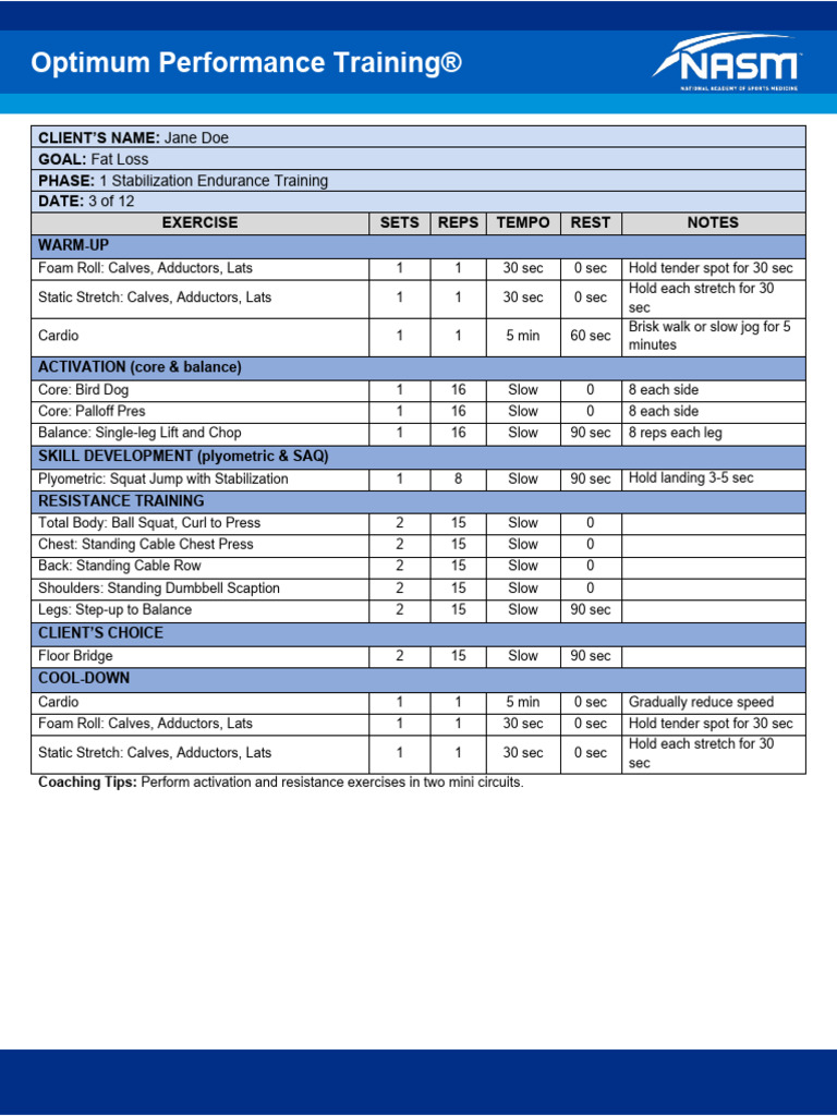 Optimum Performance Training® | PDF | Determinants Of Health | Physical ...