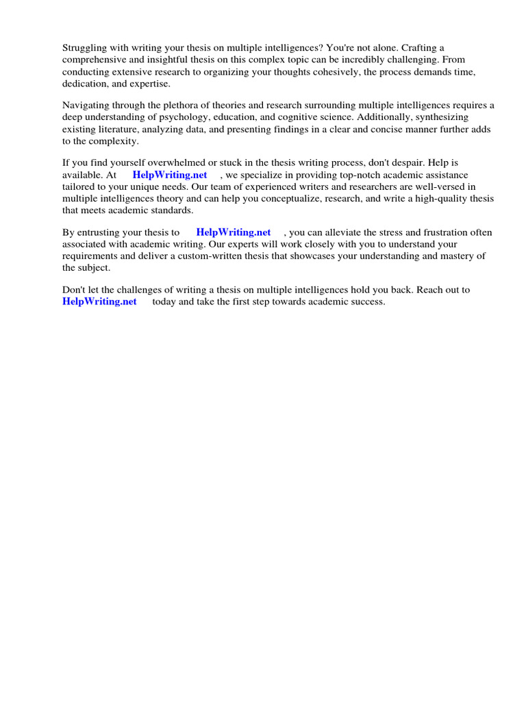 Thesis On Multiple Intelligences PDF | PDF | Intelligence | Learning Styles