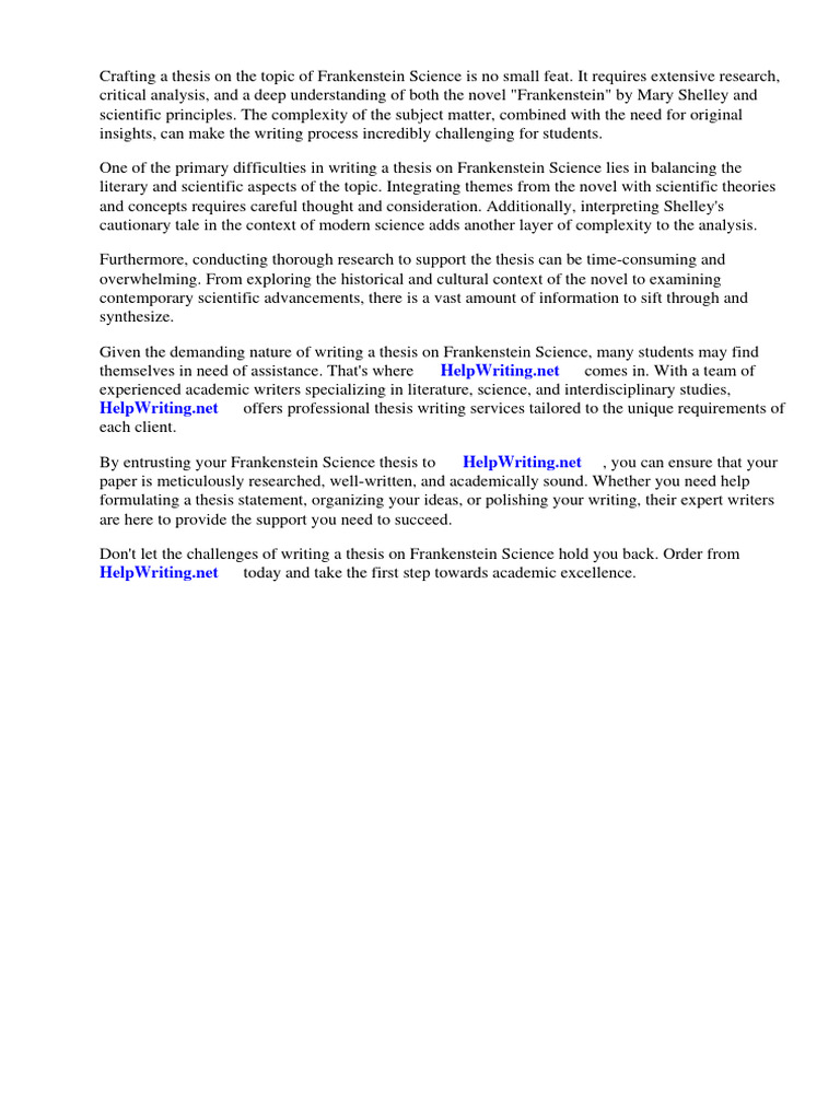 Frankenstein Science Thesis | PDF | Frankenstein | Mary Shelley