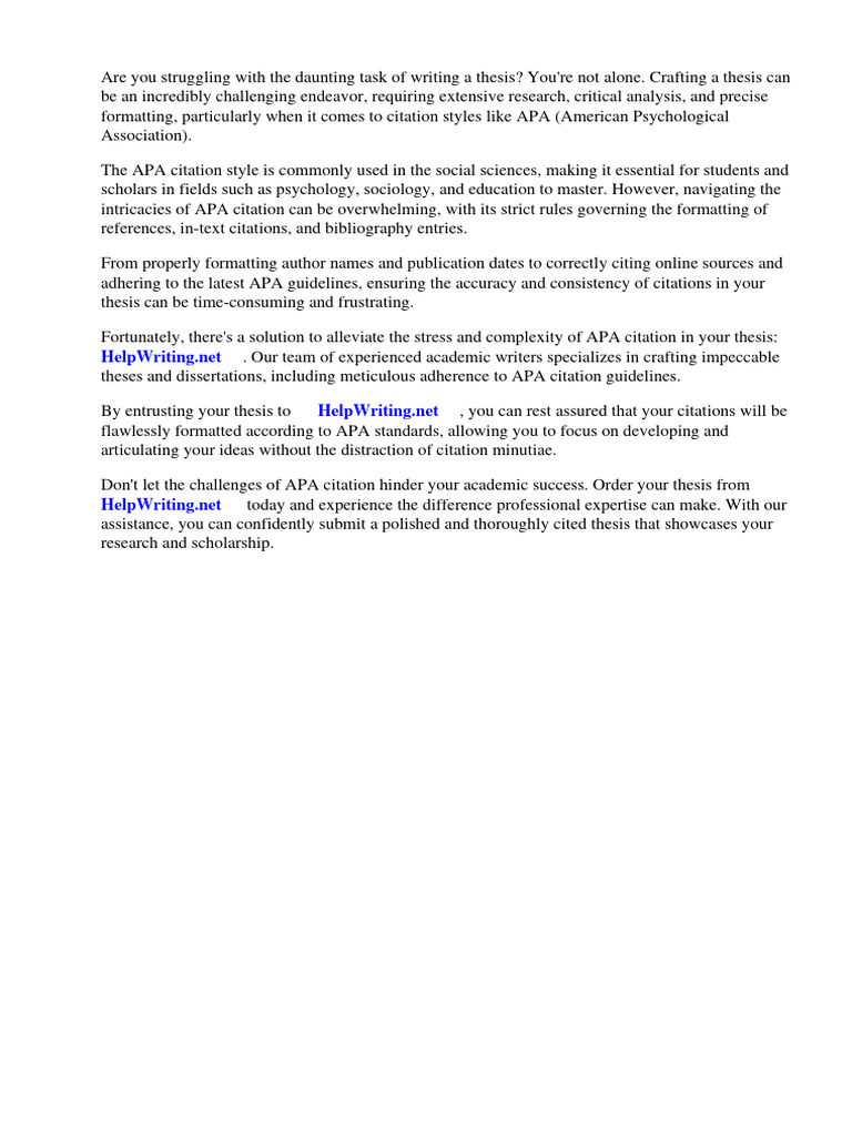 Thesis Citation Apa | PDF | Apa Style | Citation
