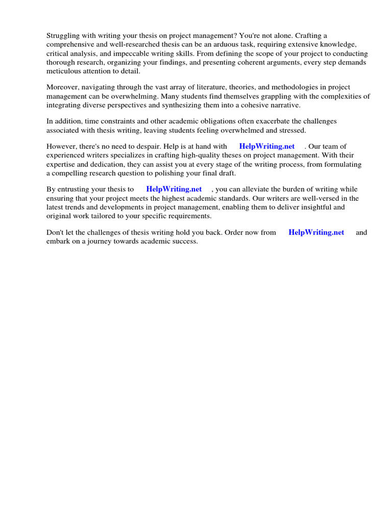 Project Management Thesis Help | PDF