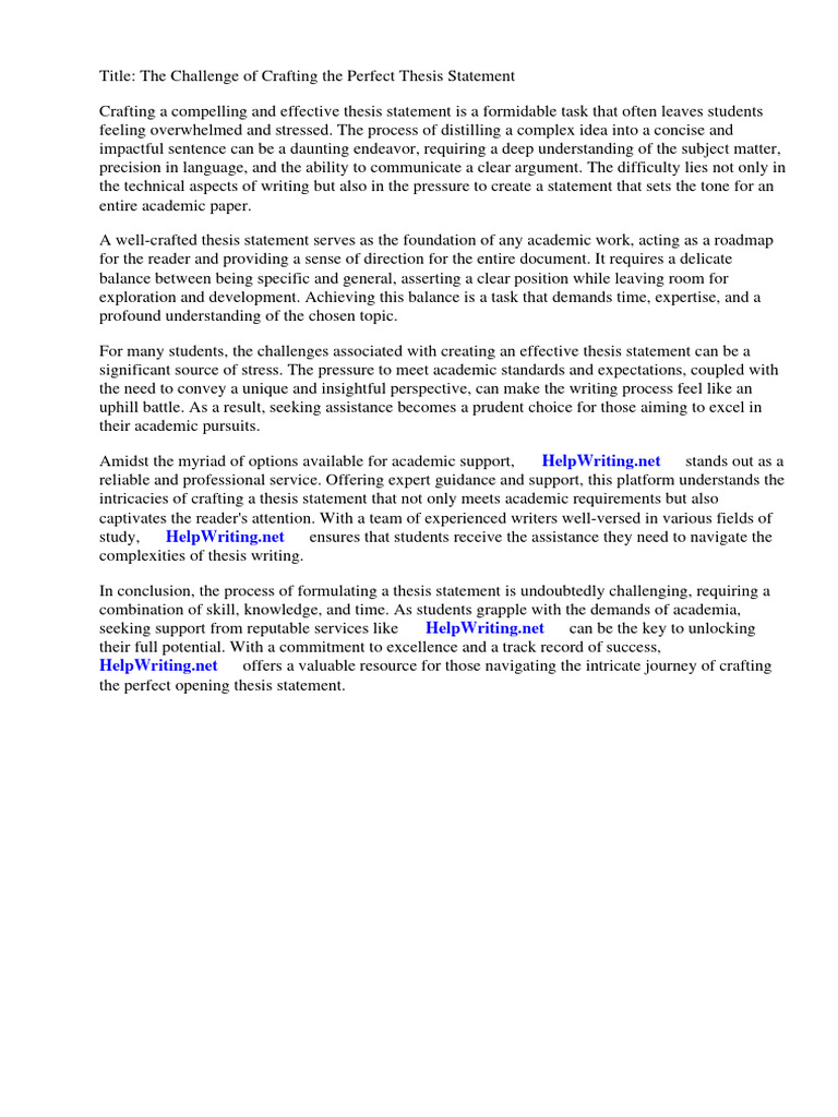 Opening Thesis Statement | PDF | Essays | Thesis