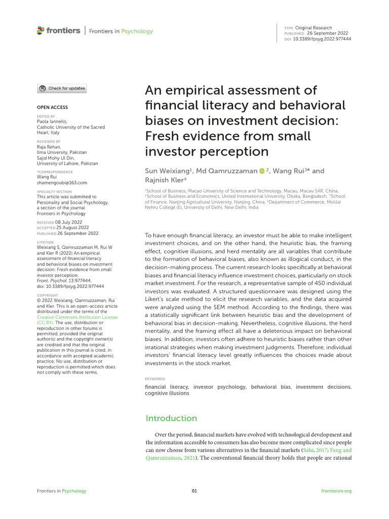 An Empirical Assessment of Financial Literacy and Behavioral Biases On ...