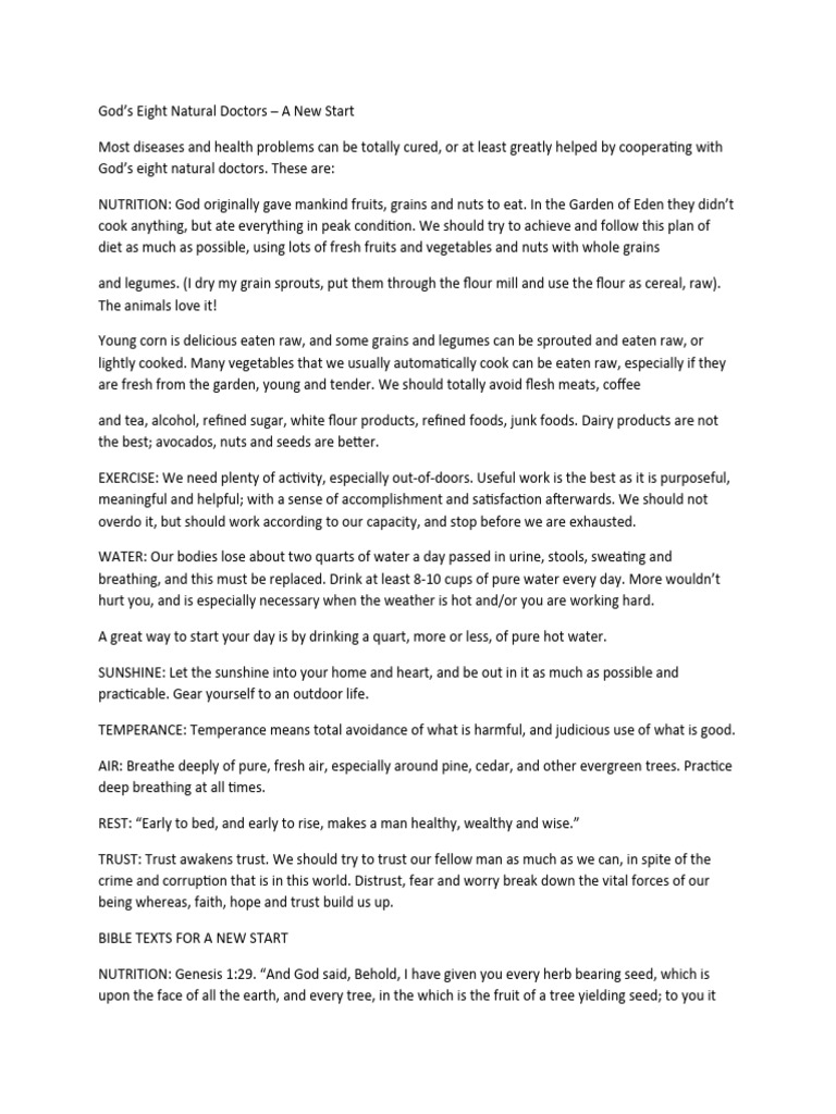 God's Eight Natural Doctors-WPS Office | PDF | Raw Foodism | Cereals