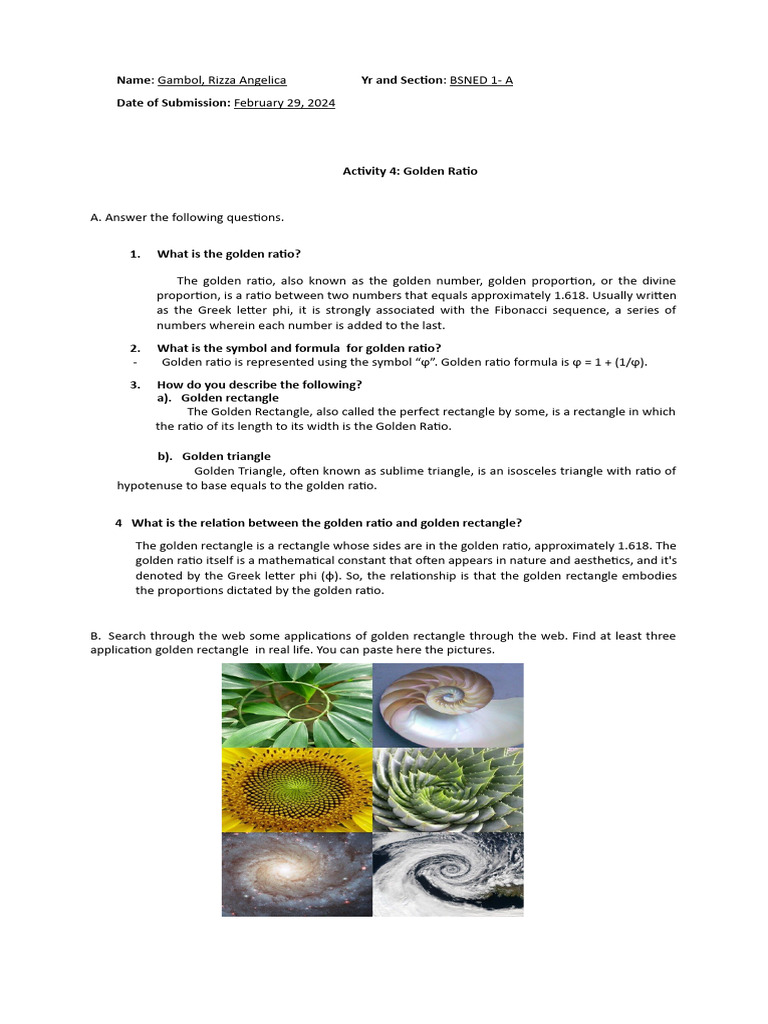 Lesson 4. SG Golden Ratio | PDF | Elementary Geometry | Elementary ...
