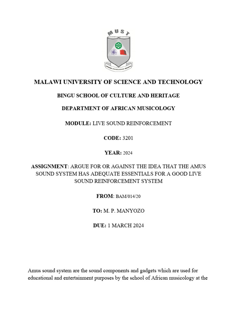 Live Sound First Assignment Last Version | PDF | Microphone | Acoustics