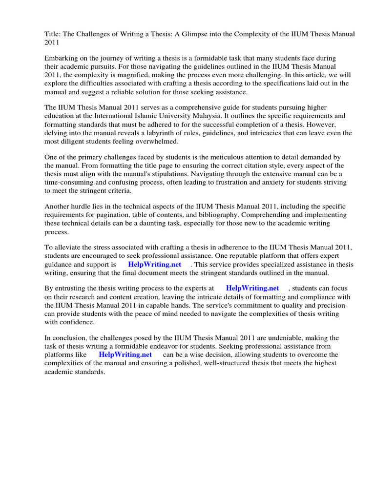 Iium Thesis Manual 2011 PDF | PDF | Thesis | Citation