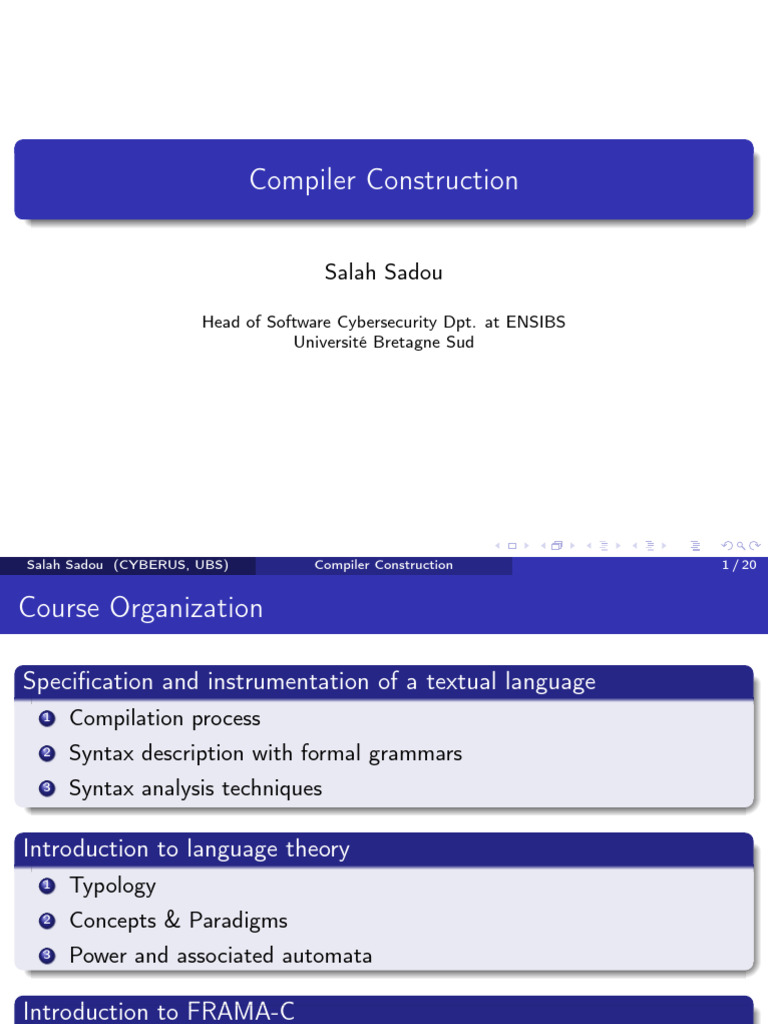 Compiler Construction Course Overview | PDF | Compiler | Computer Program
