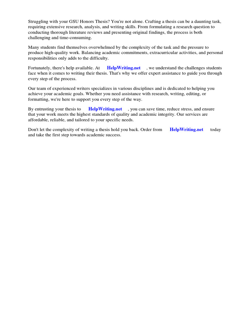 Gsu Honors Thesis | PDF | Thesis