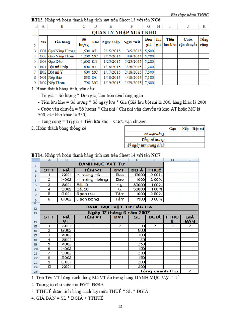 Bai Tap Excel 3 | PDF