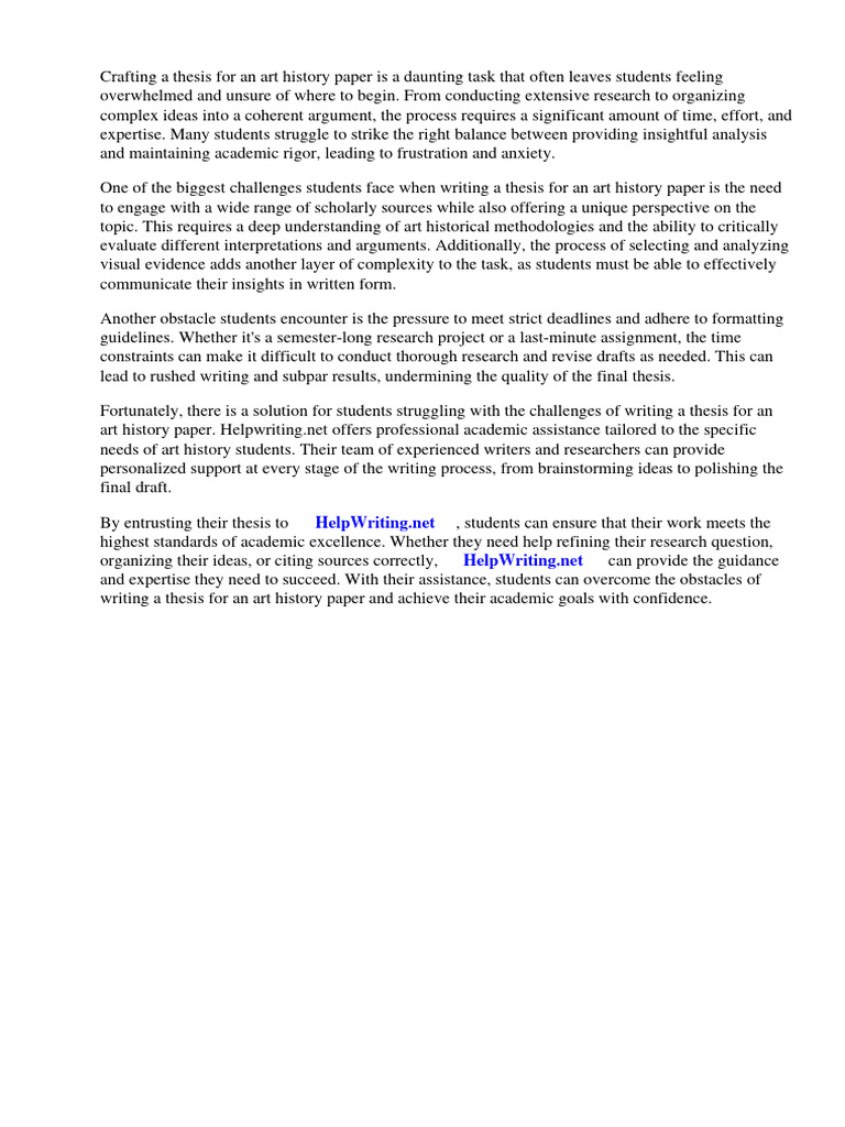 How To Write A Thesis For Art History Paper | PDF
