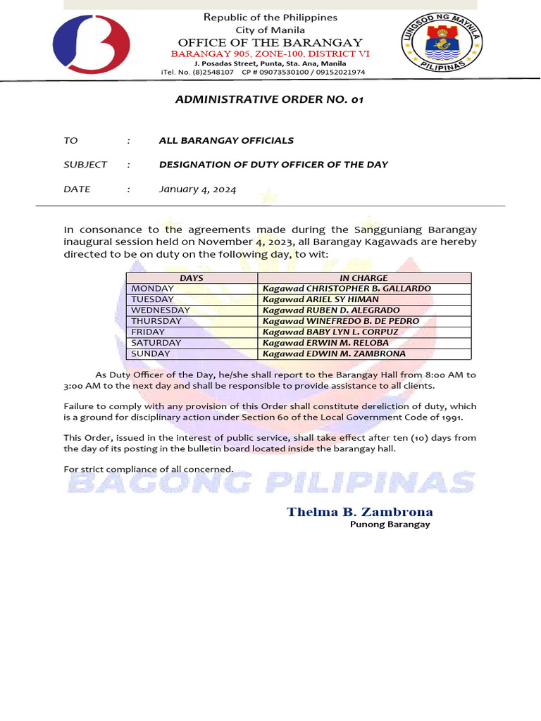 Ao 01 Duty of The Day | PDF