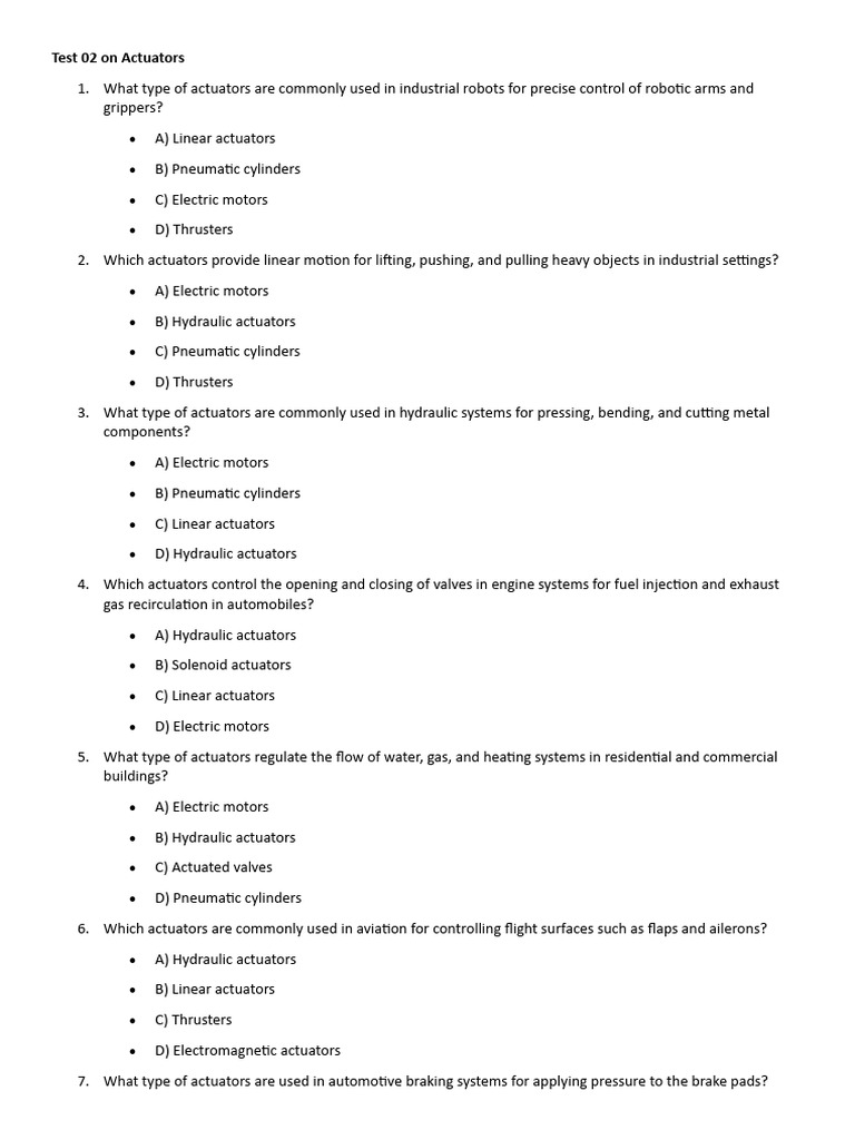 Actuators - Test 02 | PDF