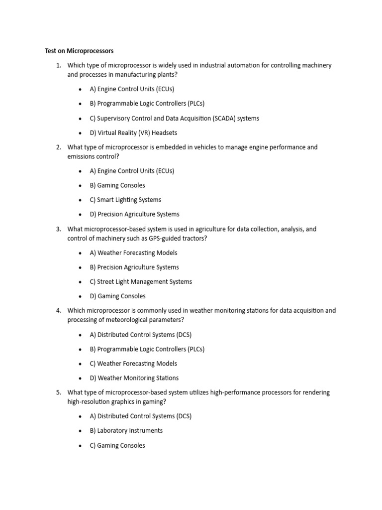 Microprocessors - MCQs | PDF | Computers