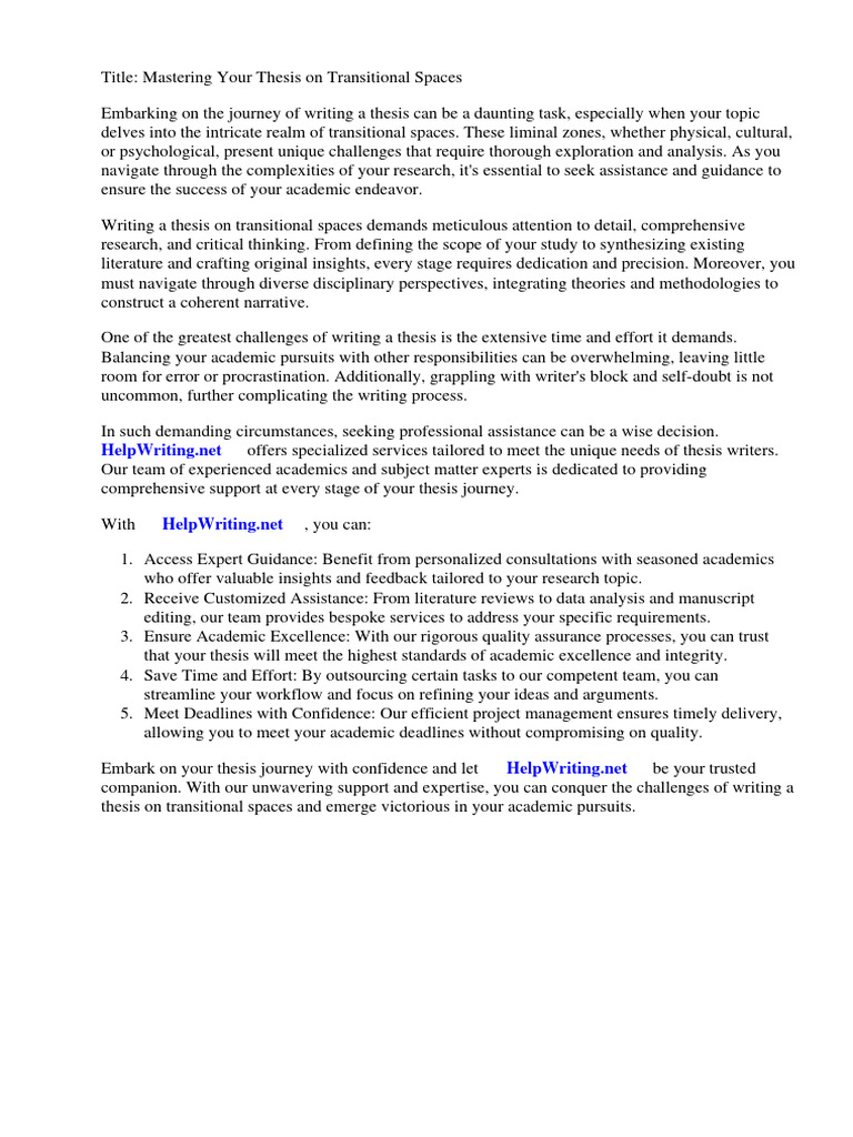 Thesis On Transitional Spaces | PDF