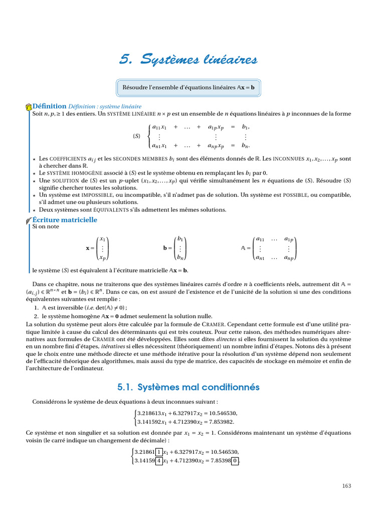 Résolution des systèmes linéaires | PDF | Système d'équations linéaires ...