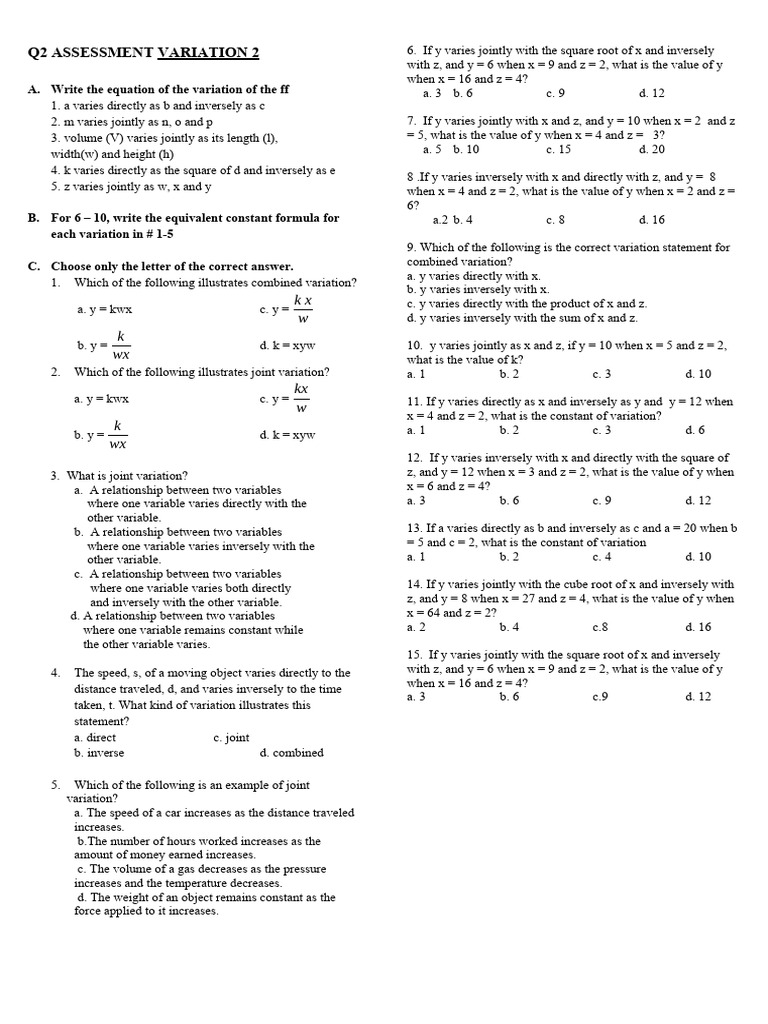 Q2 Assessment Variation 2 | PDF