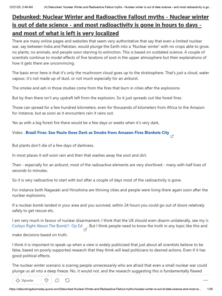 Nuclear Winter Myths | Download Free PDF | Fires | Nuclear Weapons