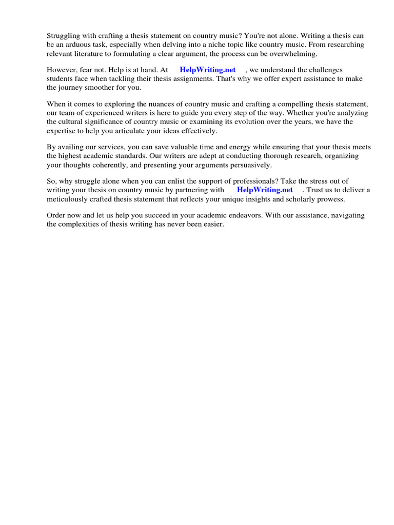Thesis Statement Country Music | PDF