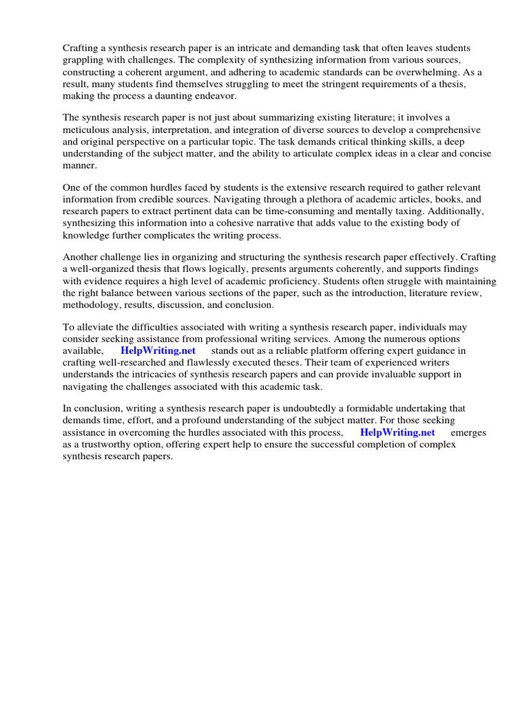 Synthesis Research Paper Definition | PDF | Essays | Apa Style