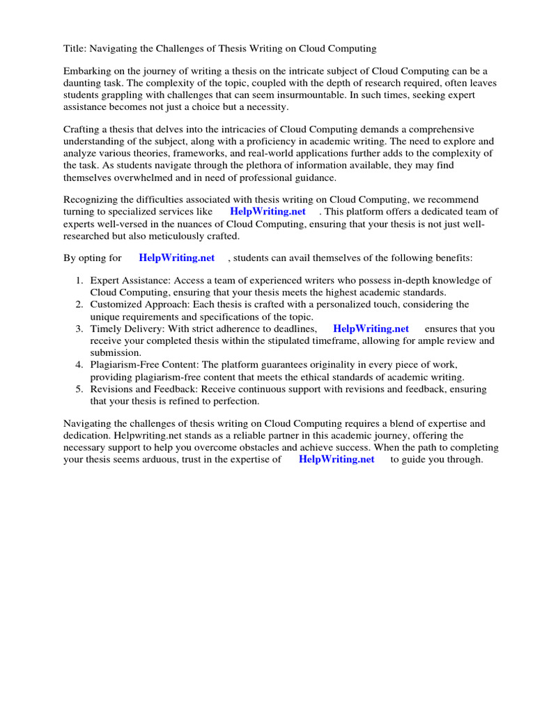 Thesis Cloud Computing Pdf
