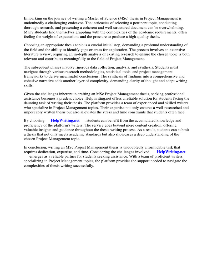 MSc Thesis Writing in Project Management | PDF | Project Management ...