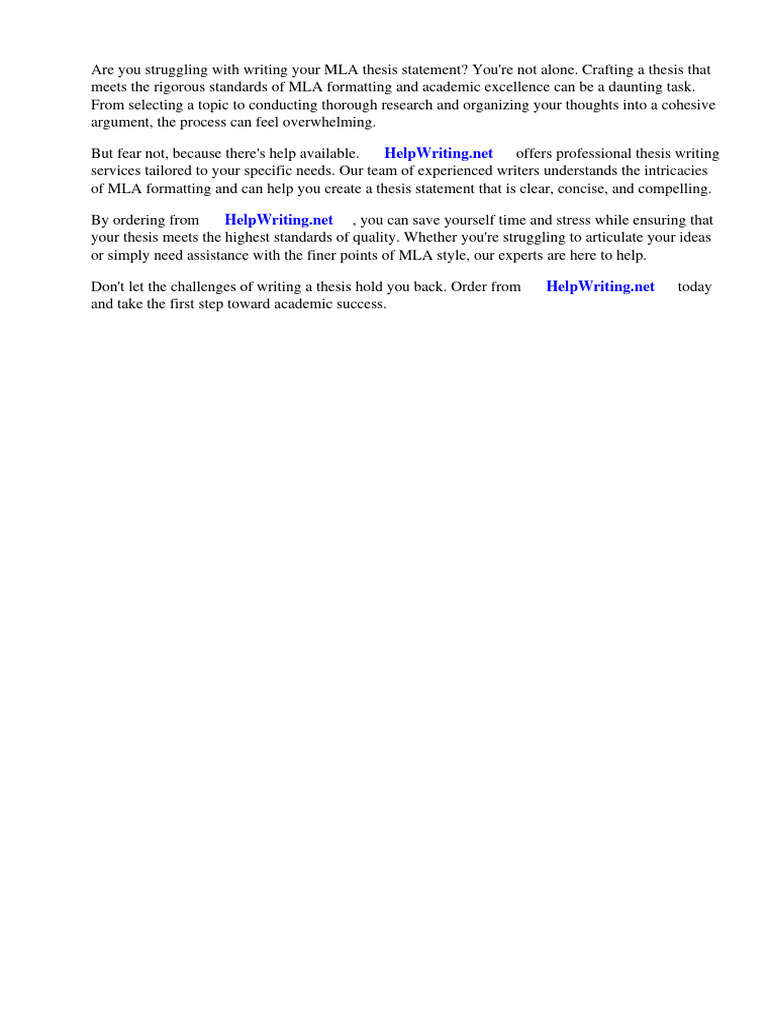 Example Mla Thesis Statement | PDF