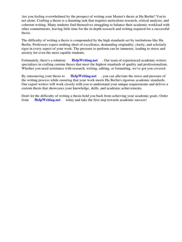 Hu Berlin Master Thesis | PDF
