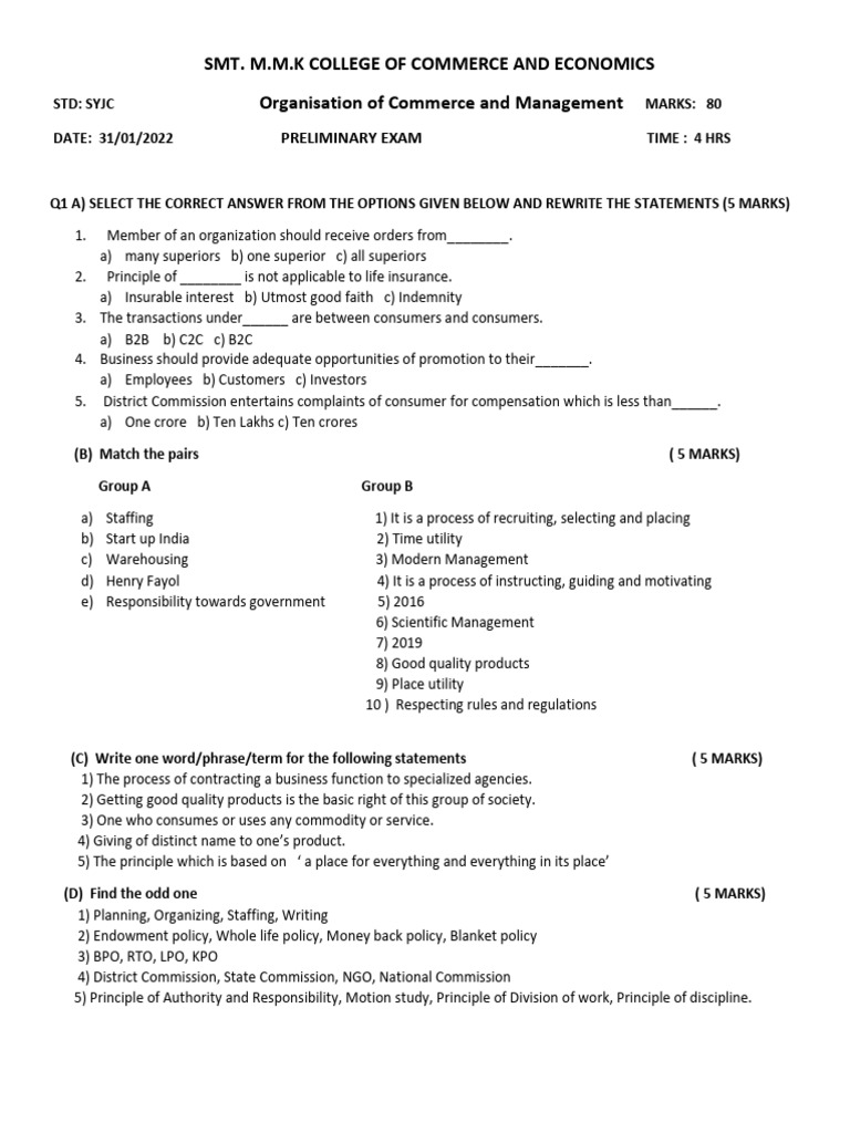 Ocm Prelim Paper 2022 | PDF | Employment | Economies