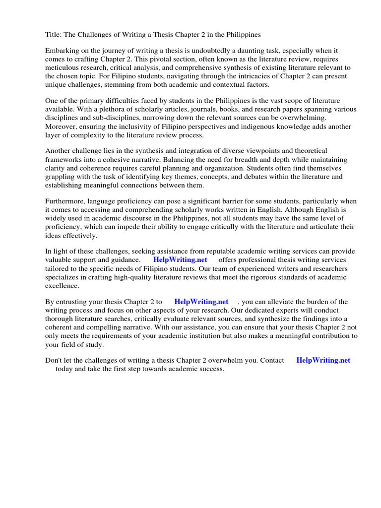 Thesis Chapter 2 Challenges in the Philippines | PDF | Thesis | Academic Publishing