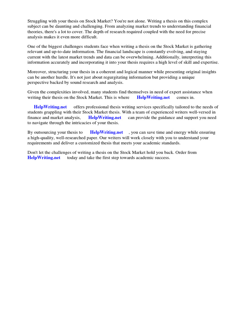 Thesis Stock Market | PDF | Stocks | Stock Market