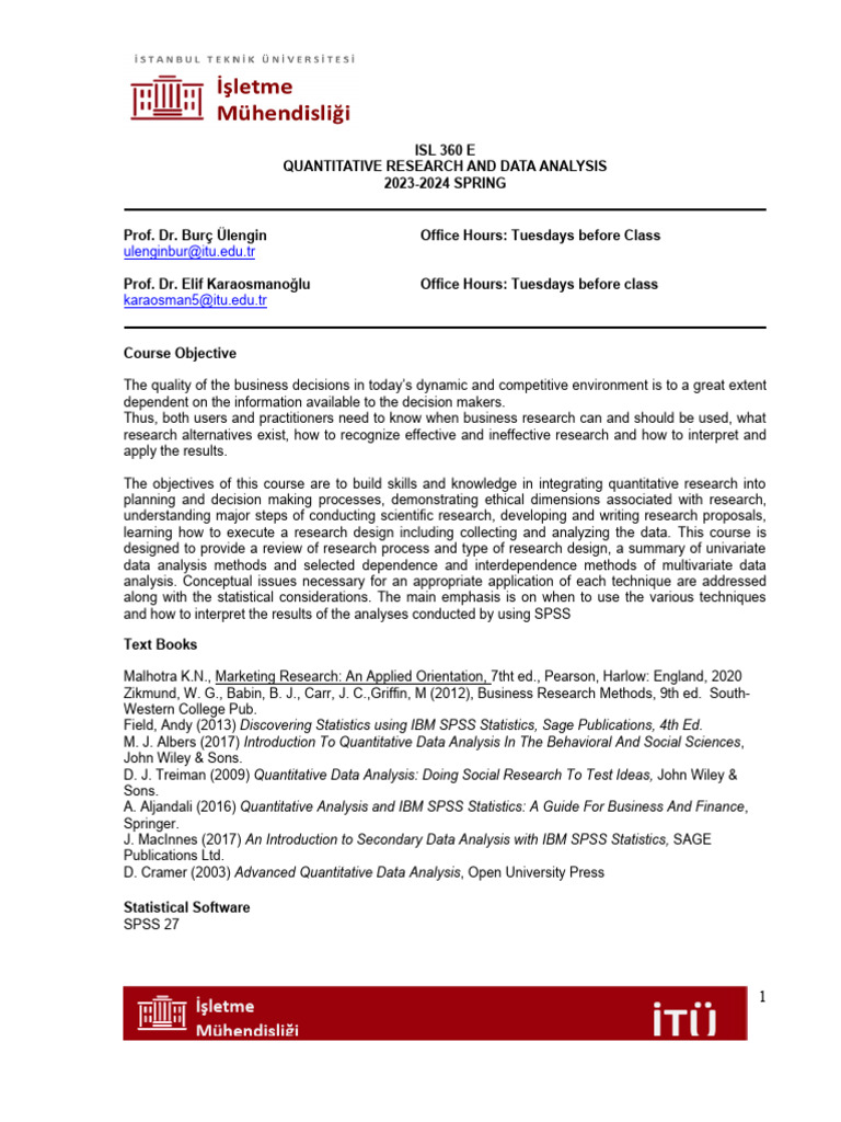 Syllabus Quantitative Spring 2024 | PDF | E Commerce | Statistics