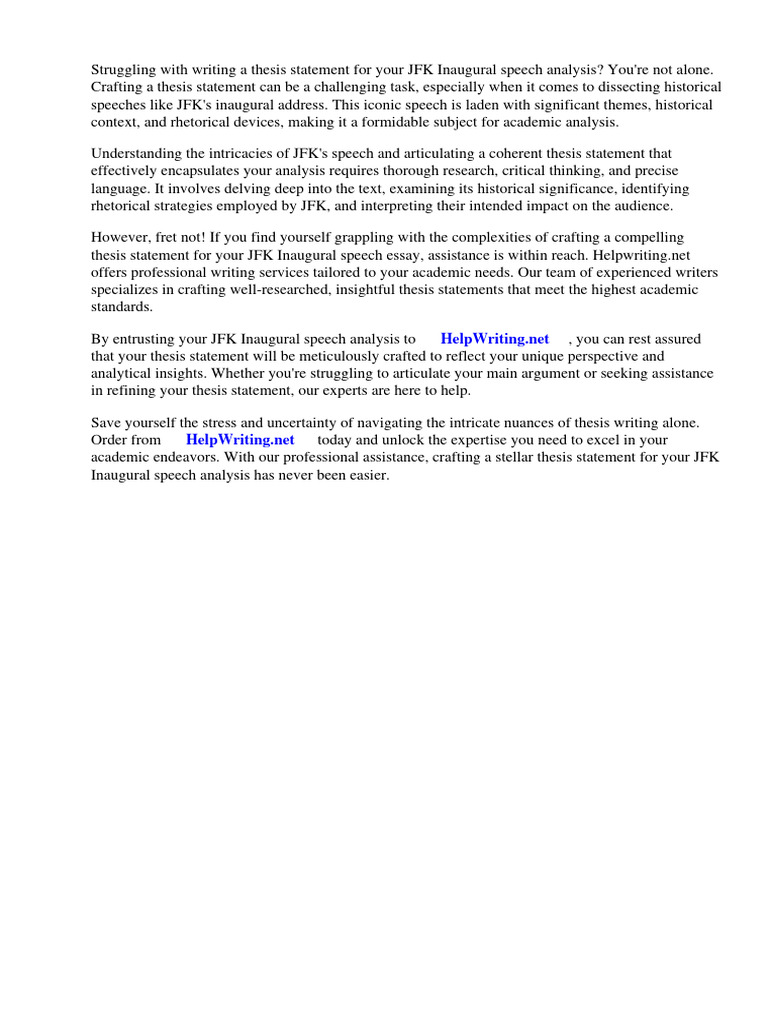 Thesis Statement JFK Inaugural | PDF | John F. Kennedy | Rhetoric
