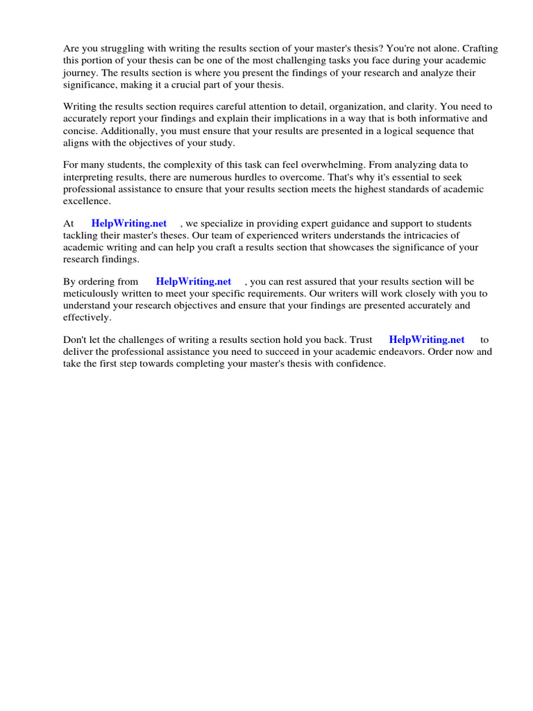 Master’s Thesis Results Section Guide | PDF | Career & Growth