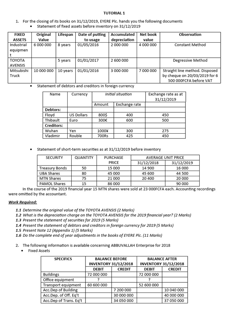 Tutorial 1 | PDF | Debits And Credits | Market (Economics)