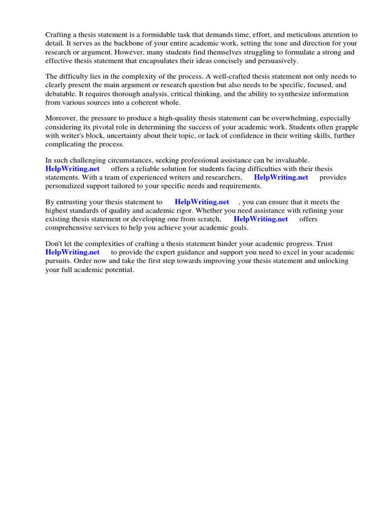 Improving A Thesis Statement | PDF