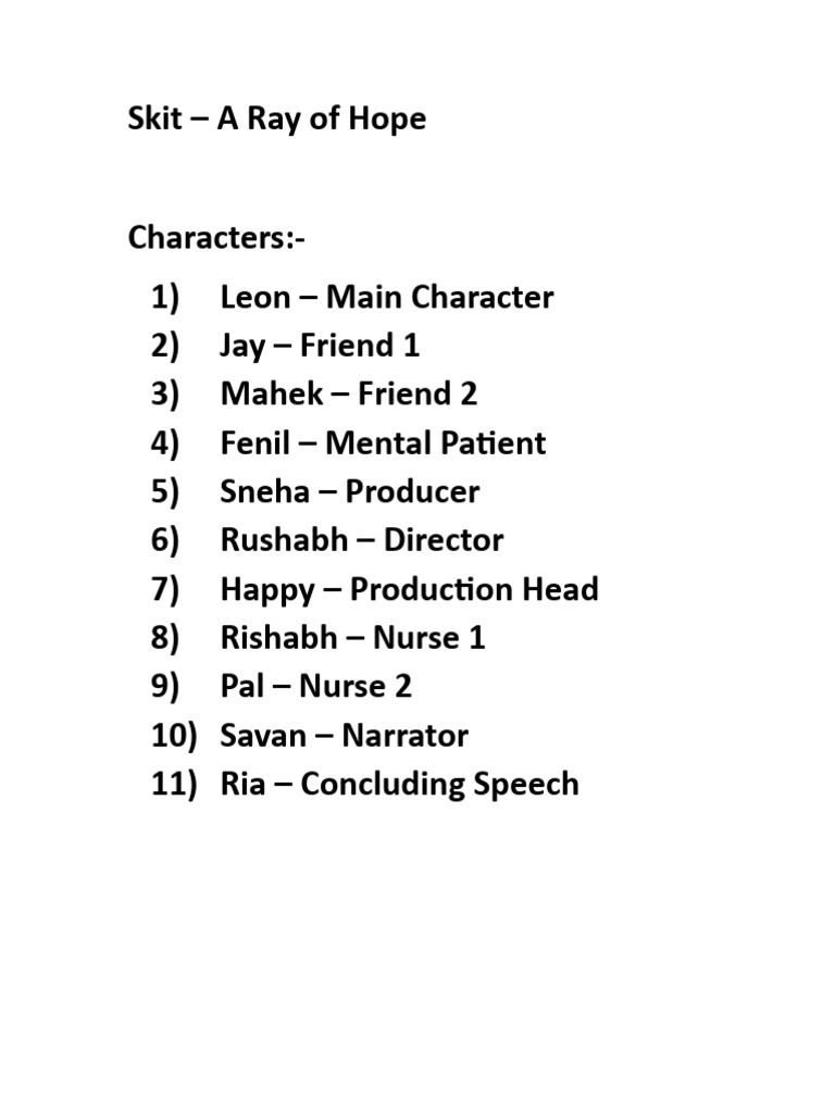 Skit-A Ray of Hope | PDF