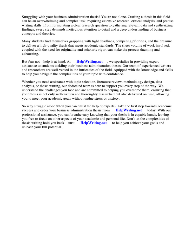 Business Administration Thesis | PDF