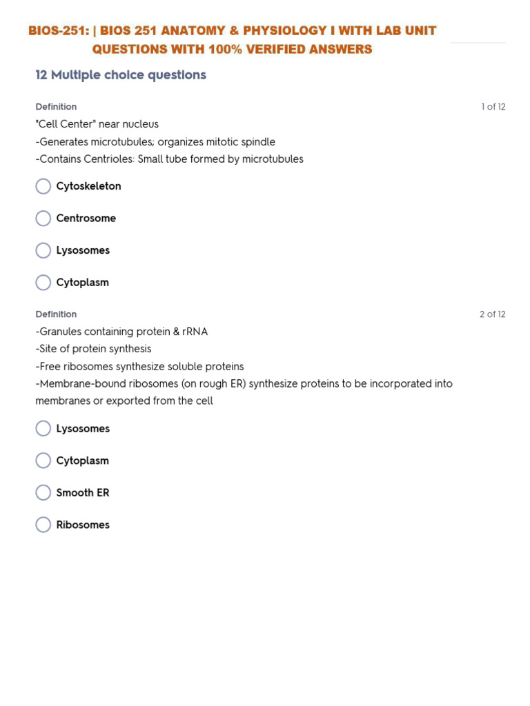 BIOS-251 Anatomy and Physiology With Lab Self-Test | PDF BIOS-251 Anatomy and Physiology With Lab Self-Test | PDF