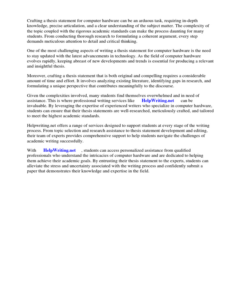 Thesis Statement For Computer Hardware | PDF | Software | Floppy Disk