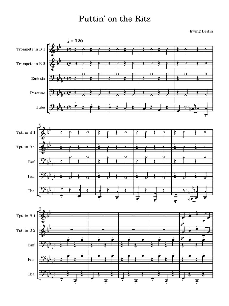 Puttin - On - The - Ritz Brass Quintet | PDF | Elementary Organology | Musical Instruments