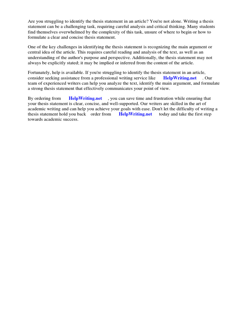 How To Identify The Thesis Statement in An Article | PDF | Thesis | Essays