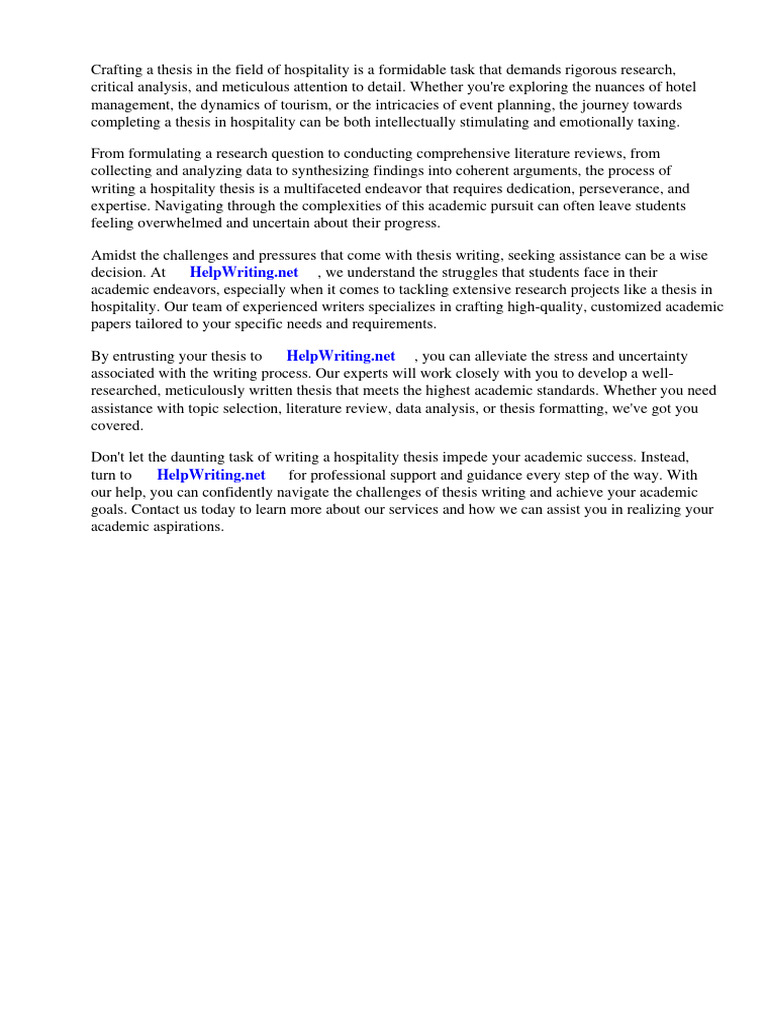 Hospitality Thesis Titles | PDF