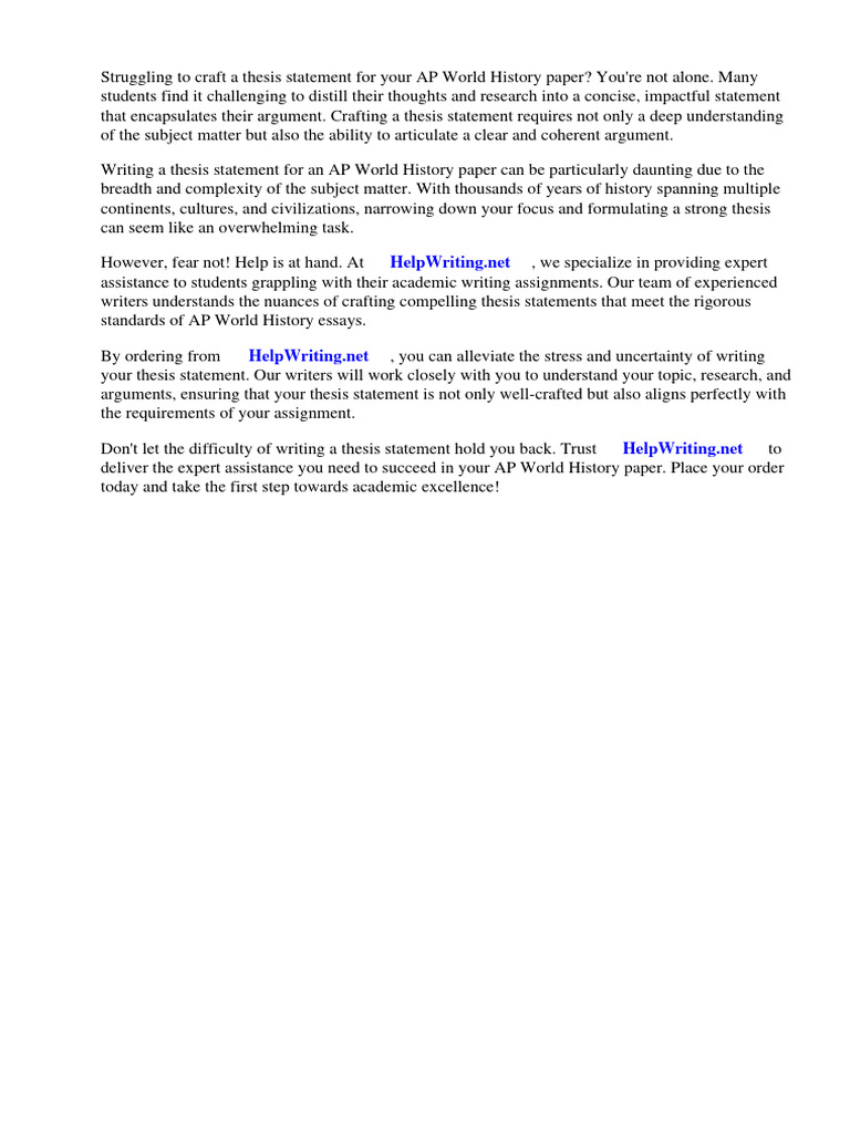 Thesis Statement Examples AP World History | PDF