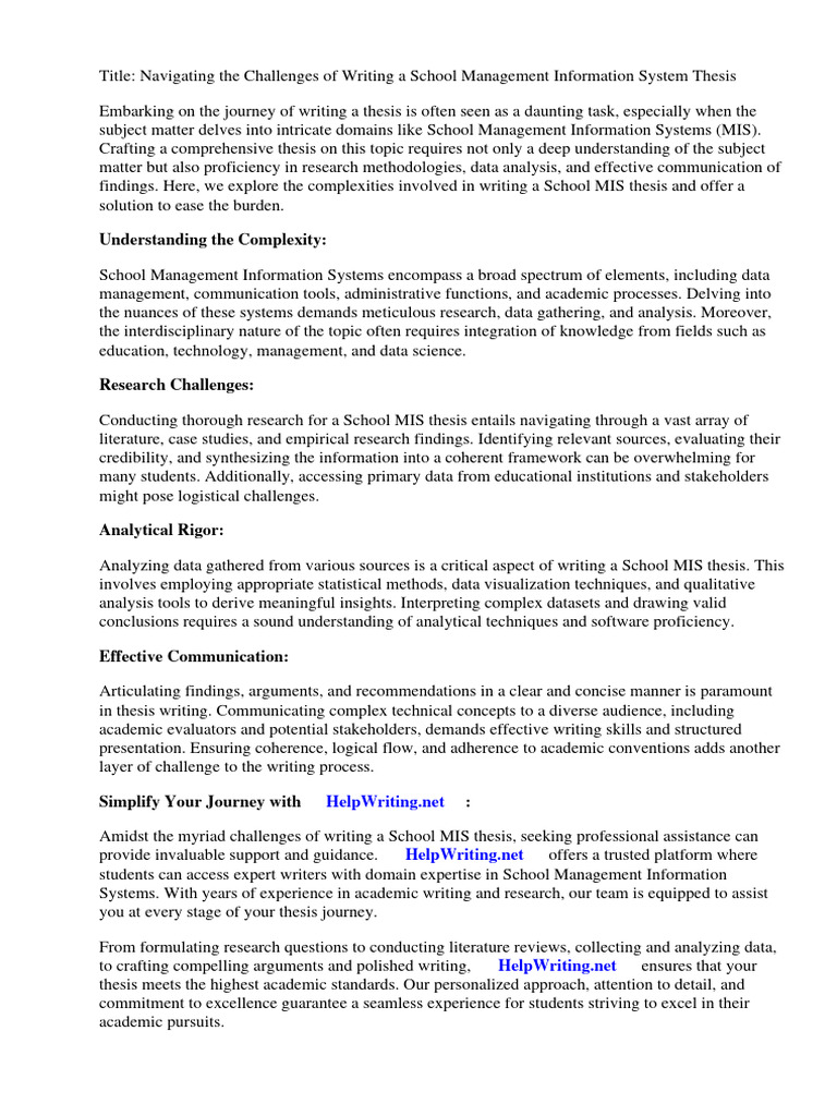 School Management Information System Thesis | PDF