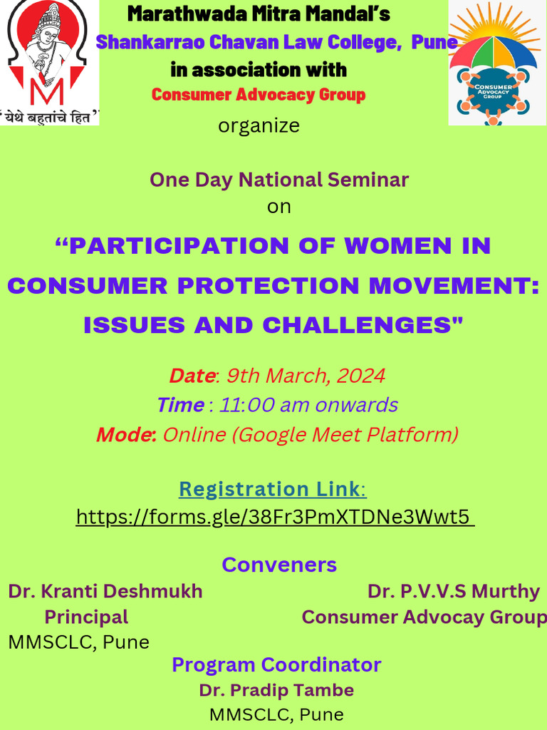 Women's Role in Consumer Rights Seminar | PDF