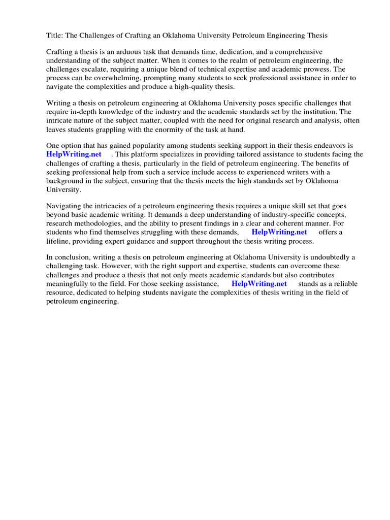Oklahoma University Petroleum Engineering Thesis | PDF