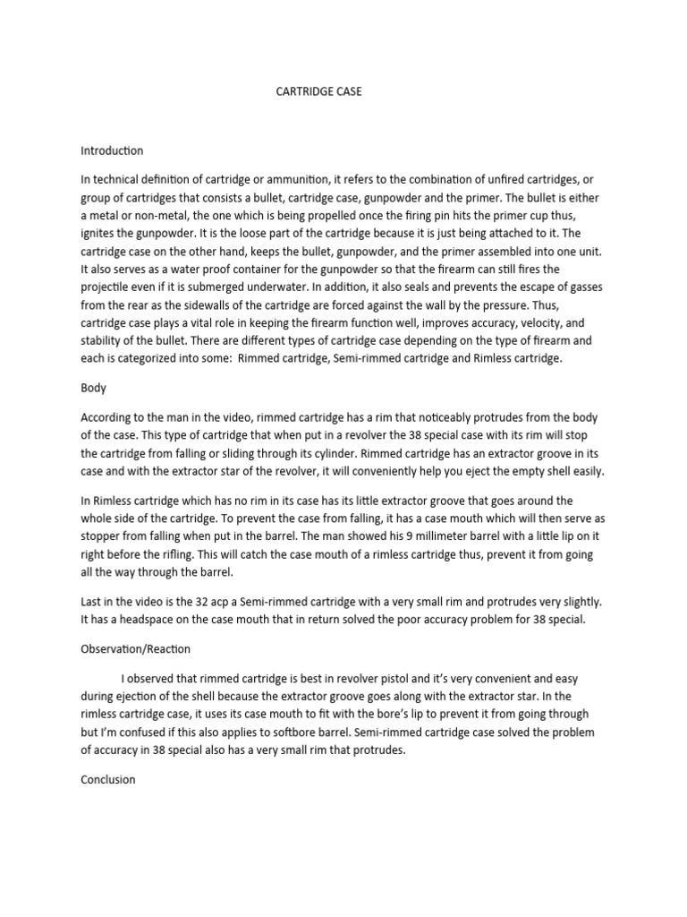 Cartridge Case | PDF